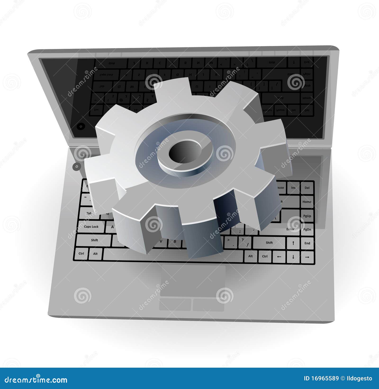 Laptop and gear stock vector. Illustration of black, technology - 16965589