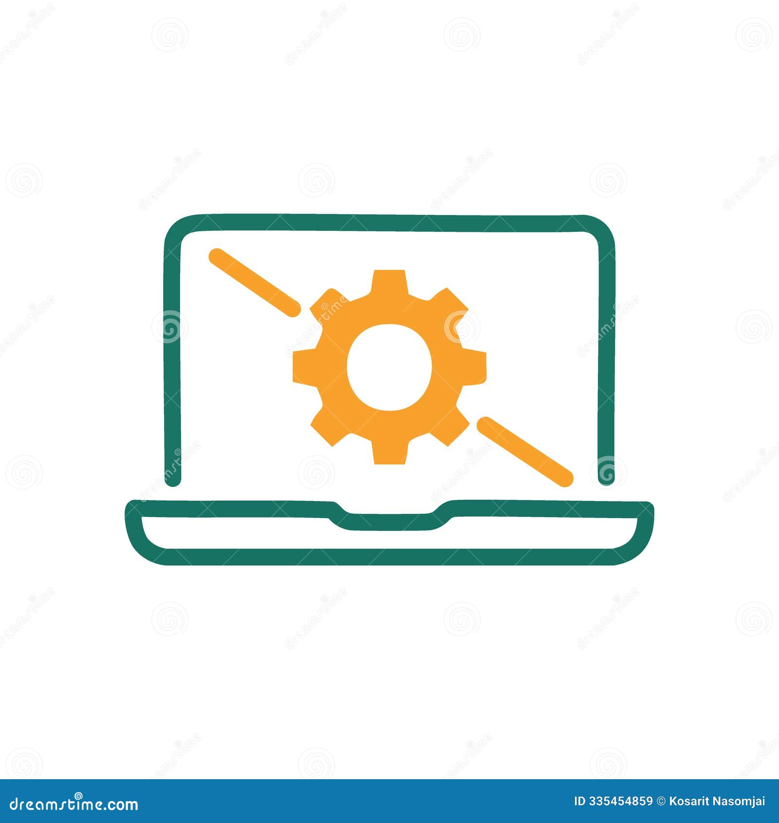 Laptop Gear Icon. Laptop Screen with a Gear, Symbolizing Digital Setup ...