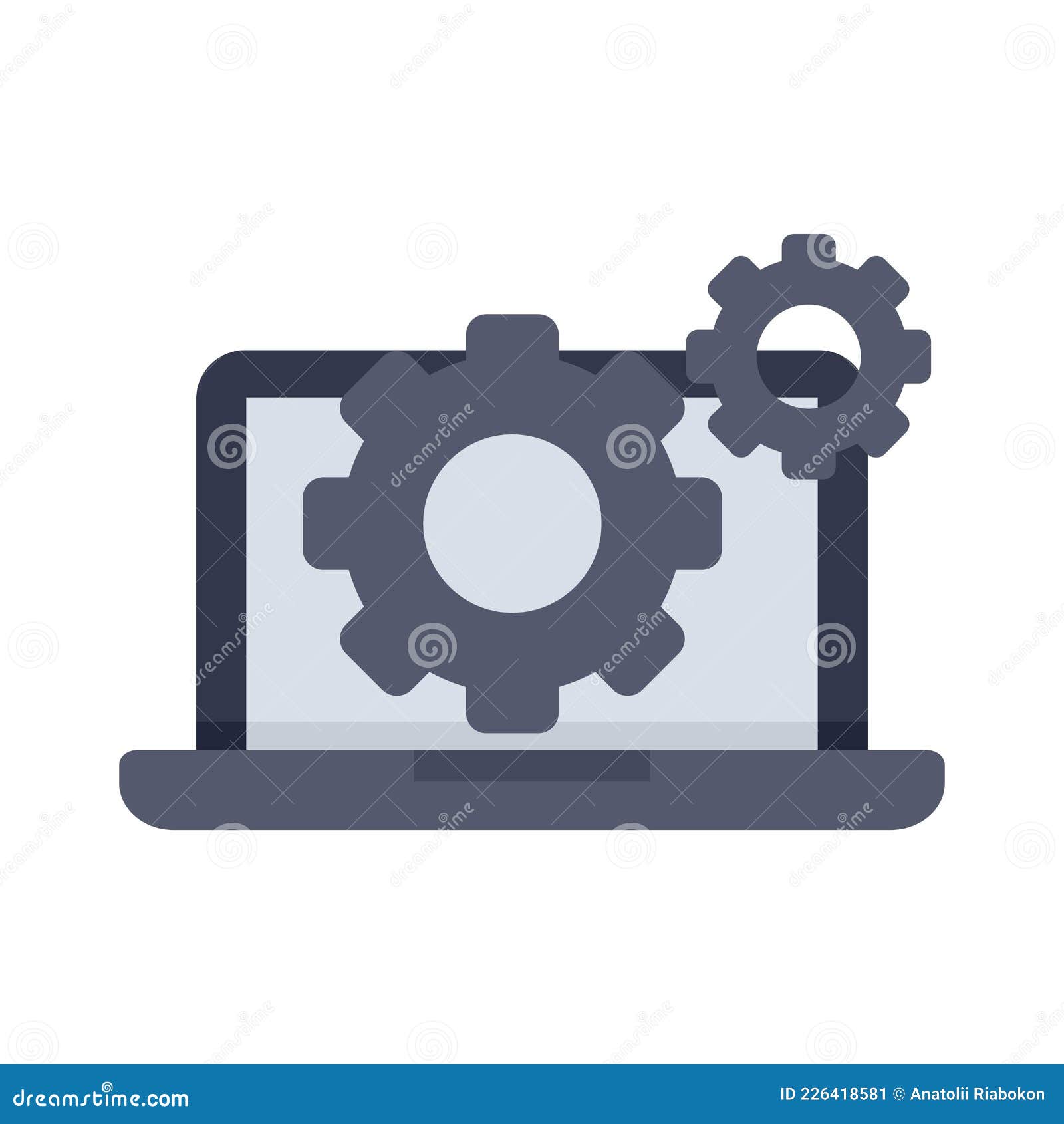 Laptop Gear System Icon Flat Isolated Vector Stock Vector ...