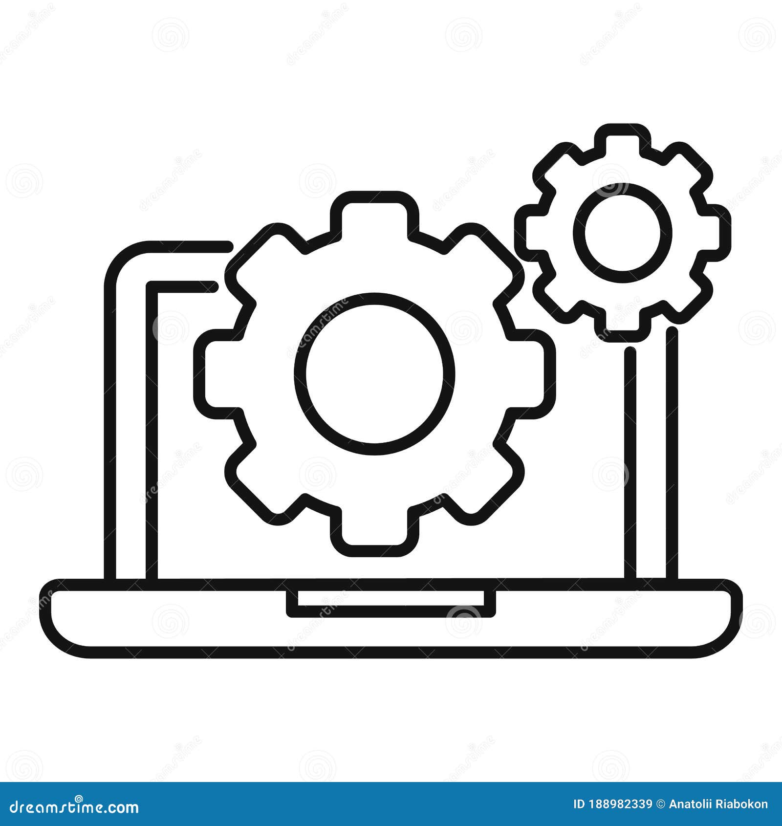Laptop Gear System Icon, Outline Style Stock Vector - Illustration of ...