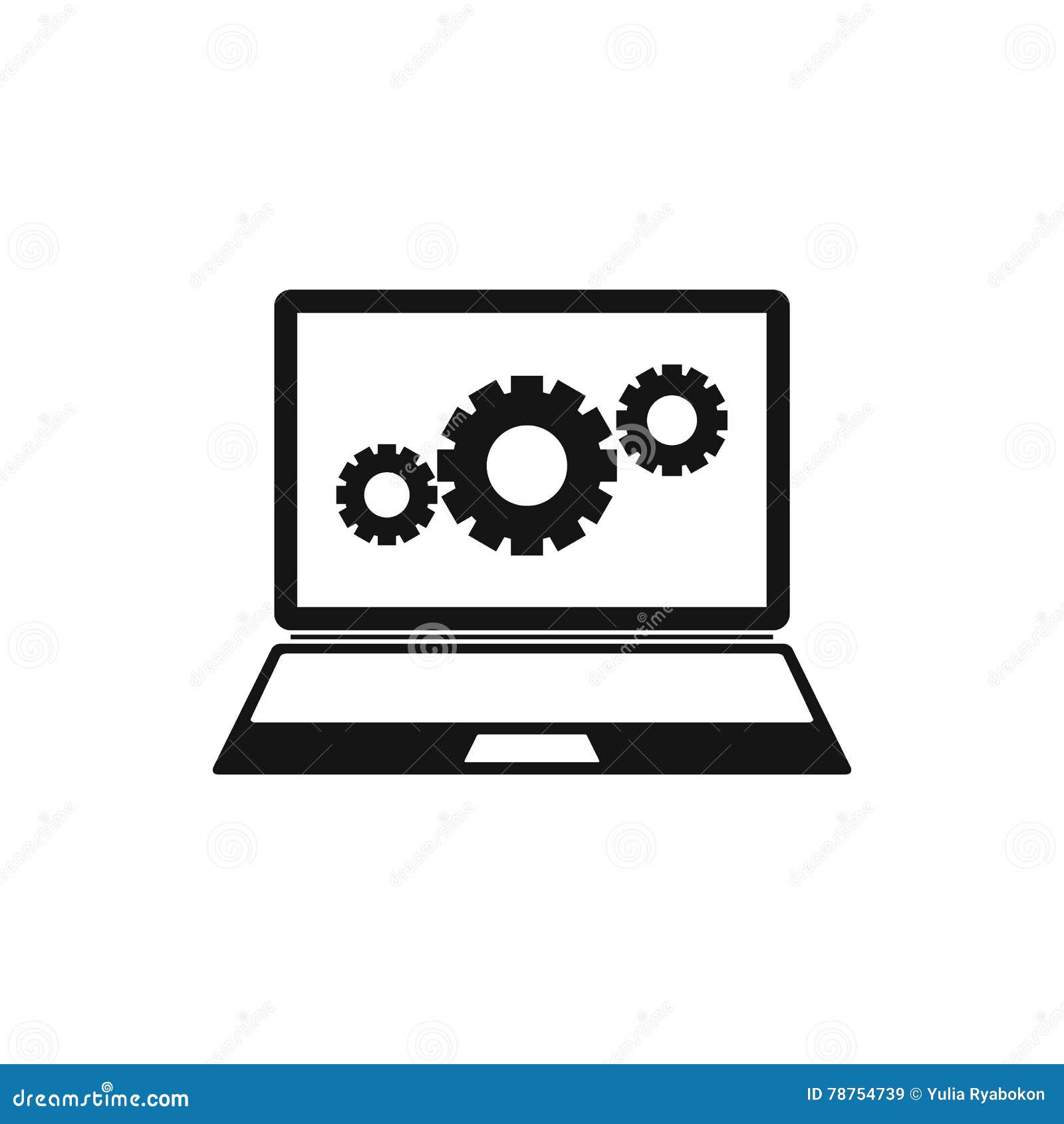 Laptop with Gears Icon, Simple Style Stock Vector - Illustration of ... Laptop with Gears Icon, Simple Style Stock Vector - Illustration of ...