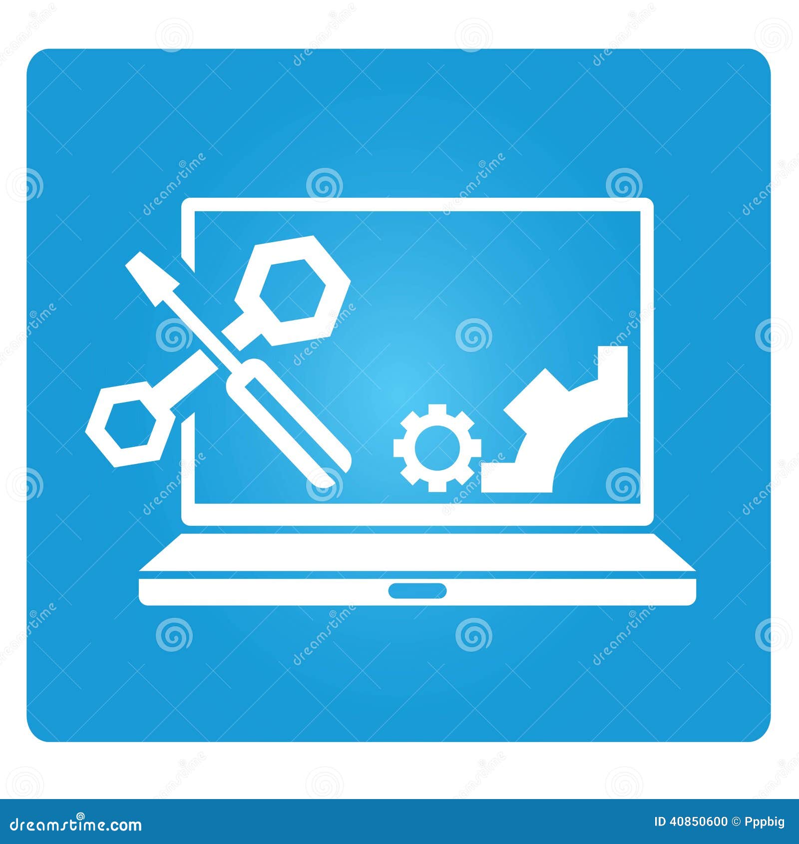 Laptop and gears setting stock illustration. Illustration of screen ...