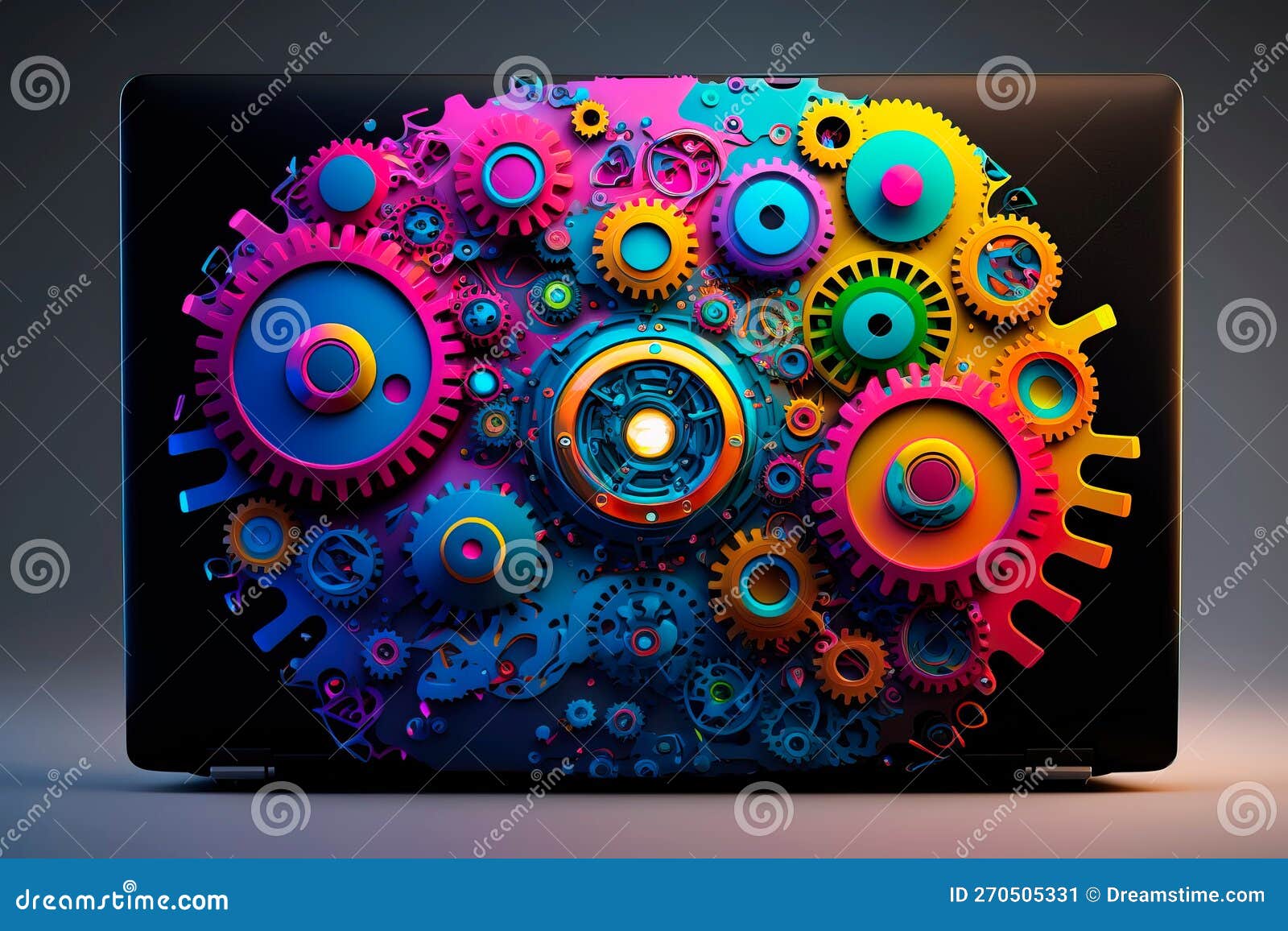 3D Gears Work Progress Concept. Wheel Industry Mechanism Engineering ...