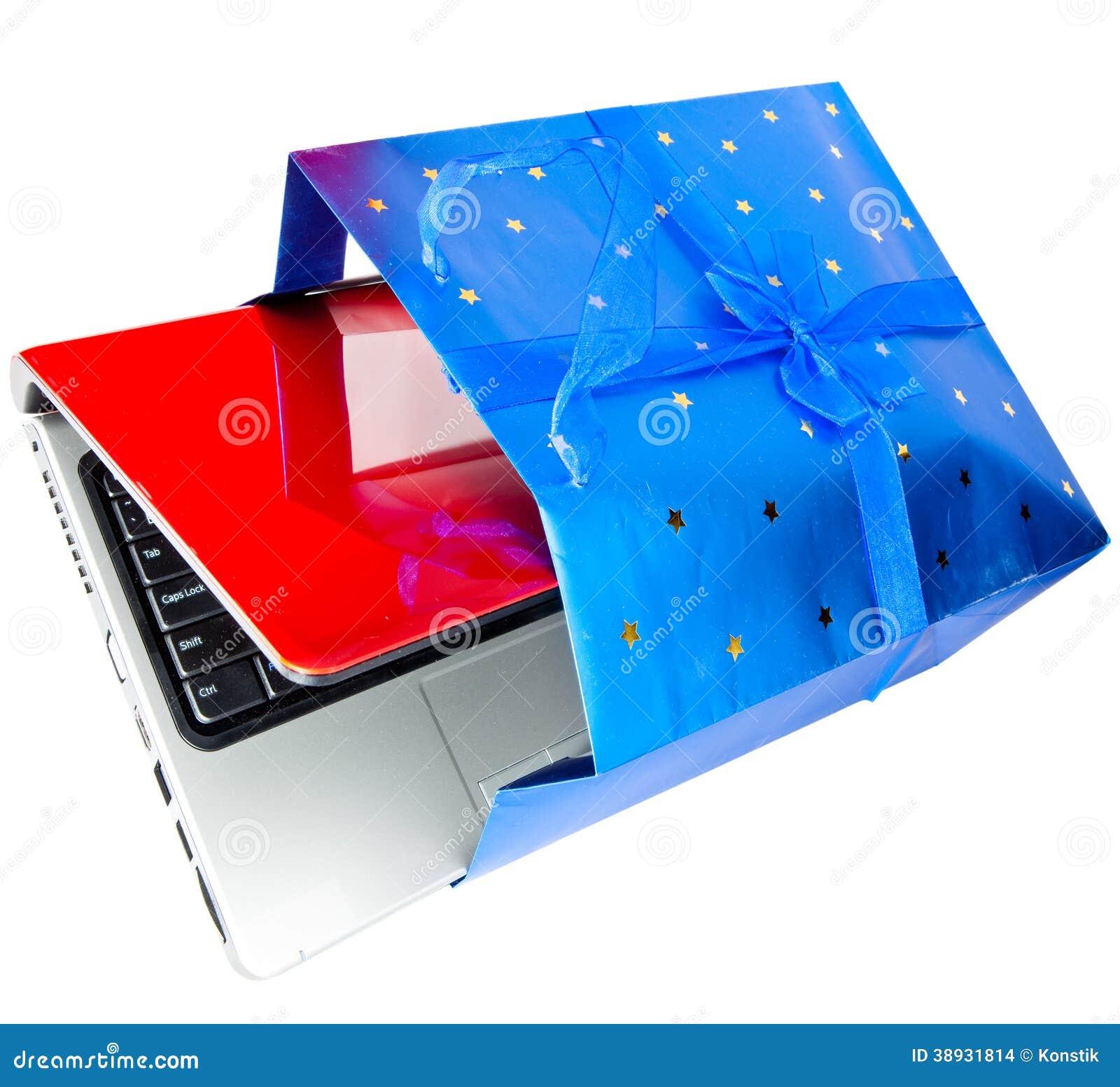Laptop in a gift stock photo. Image of mail, paper, open - 38931814