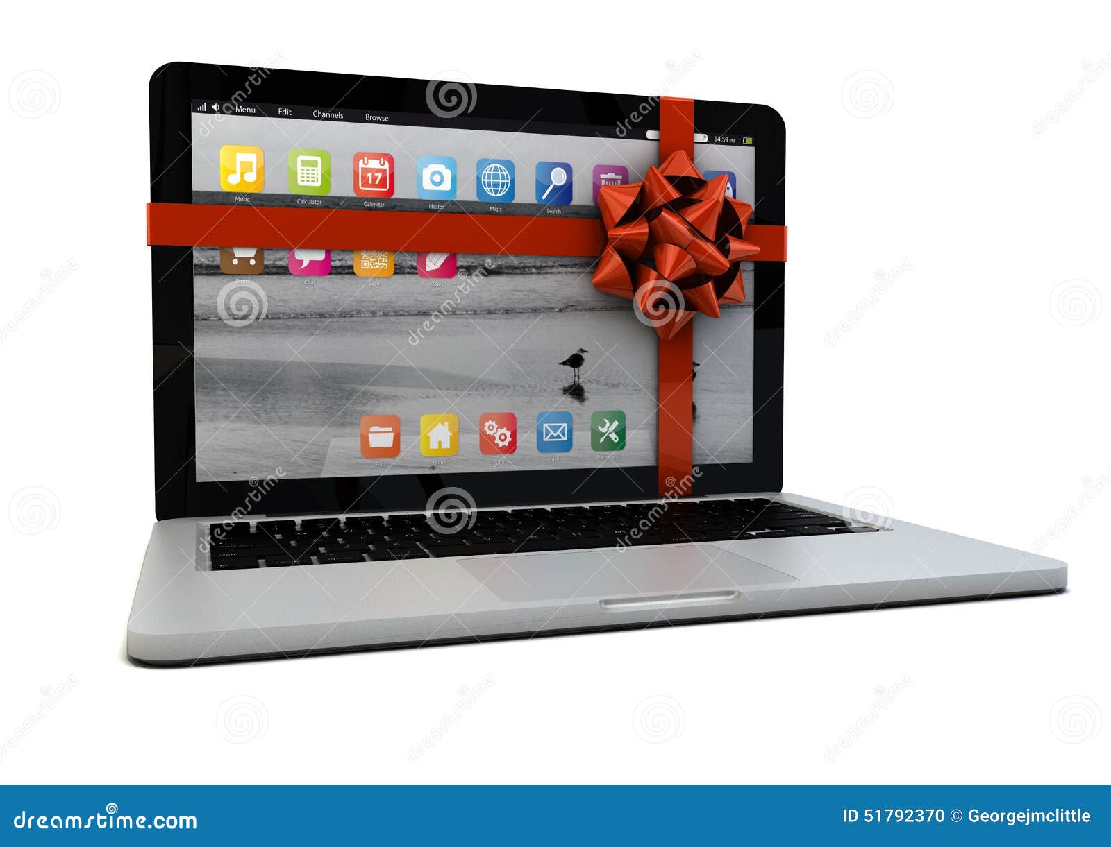 Laptop gift stock illustration. Illustration of media - 51792370
