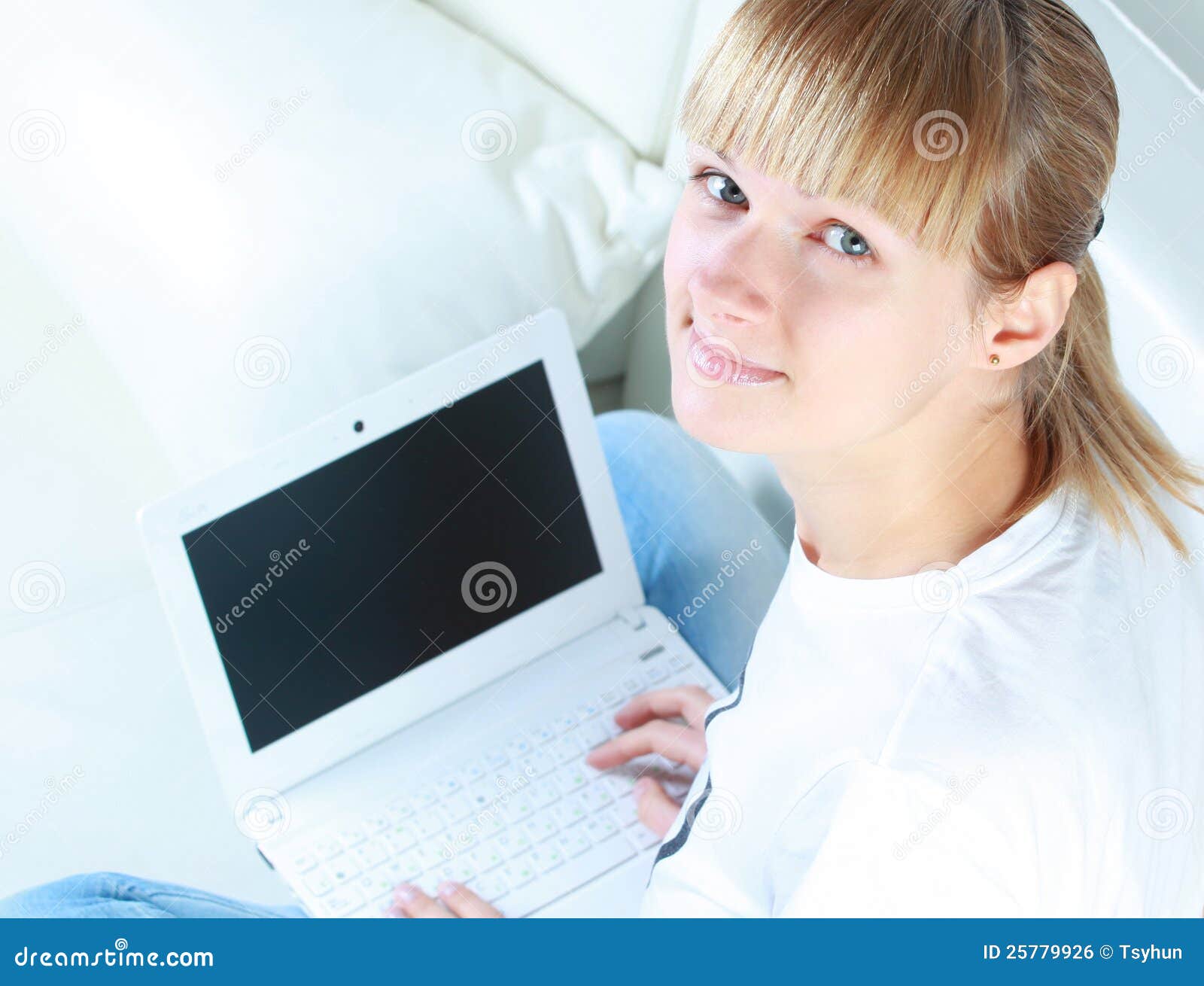 Laptop girl stock photo. Image of hair, female, head - 25779926