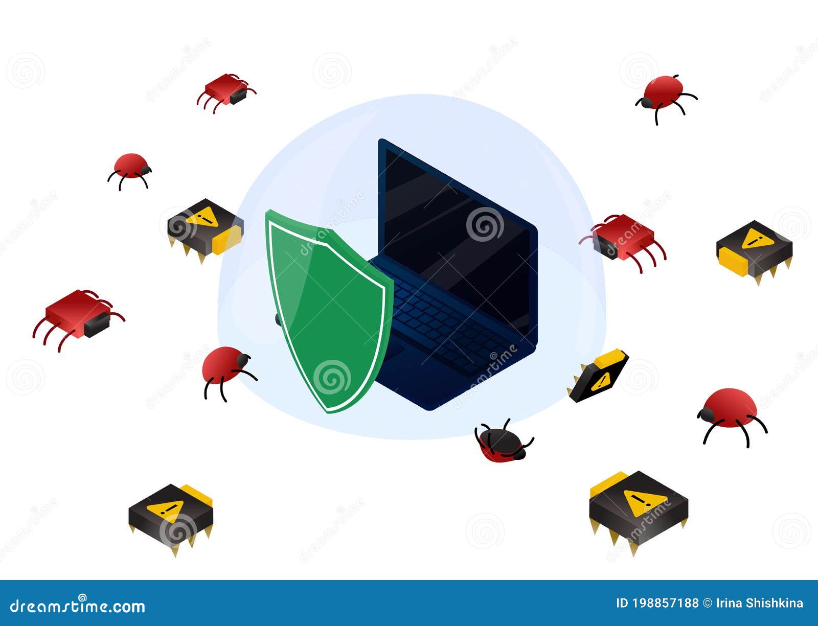 Computer Bugs Destroy Binary Code Color Flat Icon Vector Illustration | CartoonDealer.com #99604854