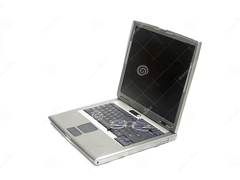 Laptop and glasses stock image. Image of laptop, open, computer - 690737
