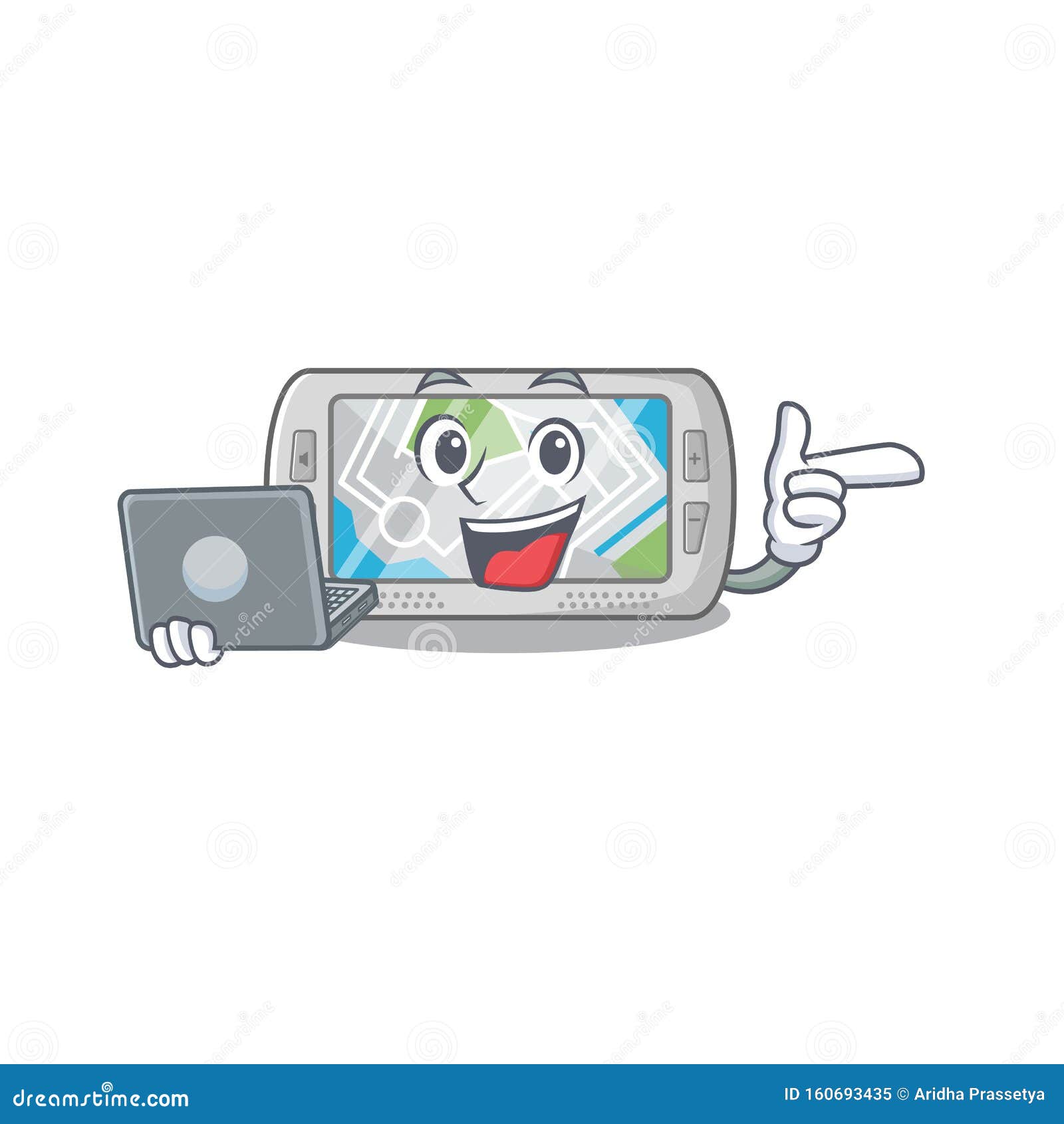 With Laptop Global Positioning System in the Cartoon Stock Vector ...