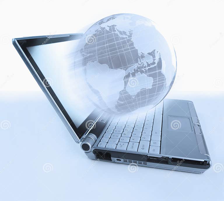 Laptop globe stock photo. Image of studio, close, internet - 1123846