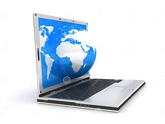 Laptop and globe stock illustration. Illustration of continents - 11957564