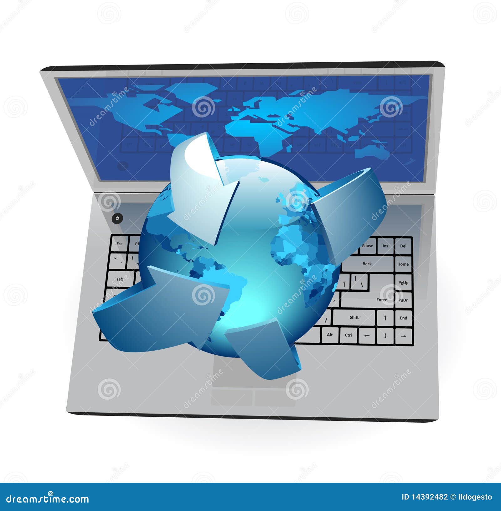 Laptop and Globe stock vector. Illustration of monitor - 14392482