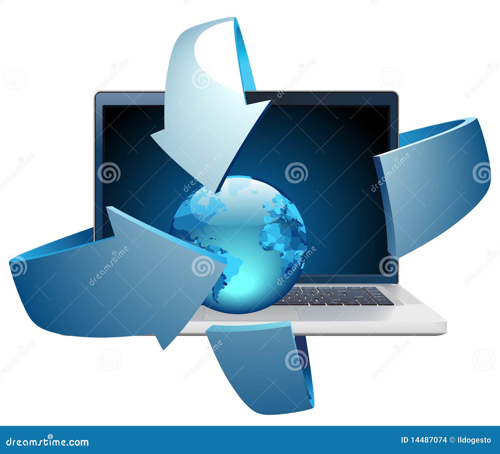 Laptop and Globe stock vector. Illustration of internet - 14487074