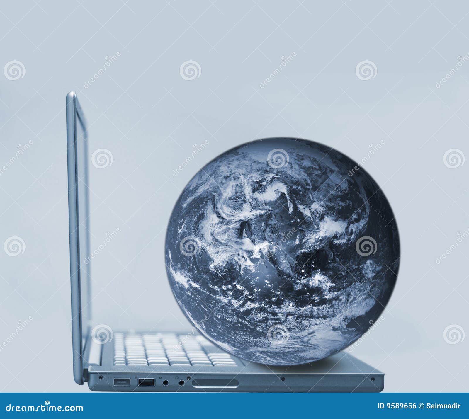 LAPTOP GLOBE stock photo. Image of communicating, technology - 9589656
