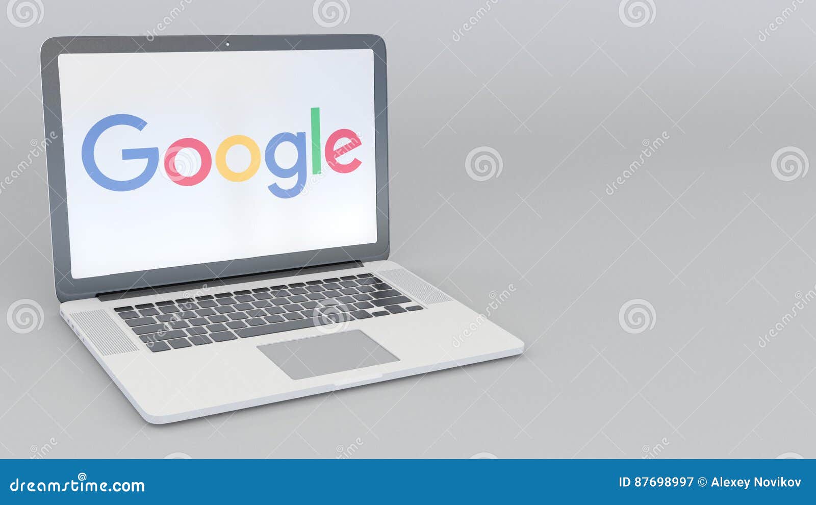Laptop with Google Logo. Computer Technology Conceptual Editorial 3D ...
