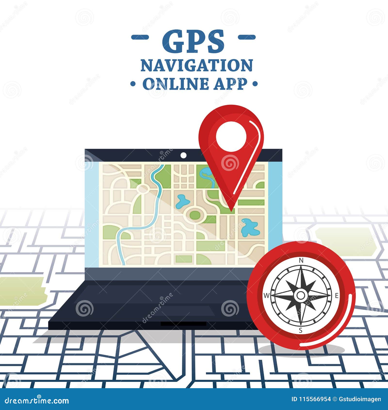 Laptop with Gps Navigation Software Stock Vector - Illustration of ...