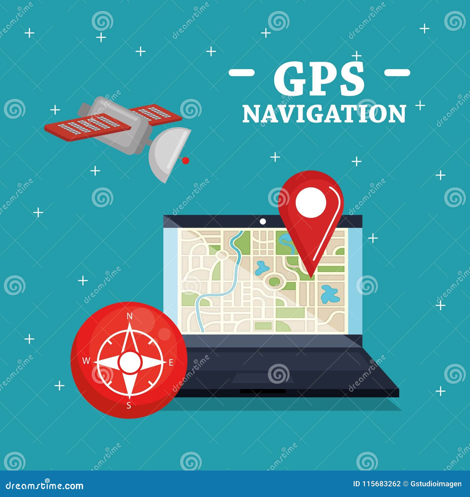 Laptop with Gps Navigation Software Stock Vector - Illustration of ...