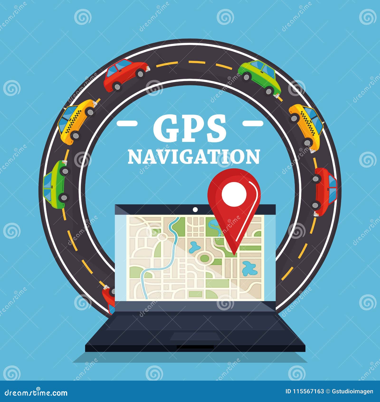 Laptop with Gps Navigation Software Stock Vector - Illustration of ...