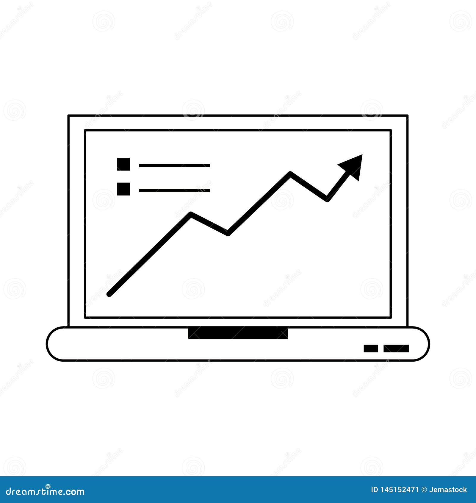 Laptop Graph Data Isolated in Black and White Stock Vector ...