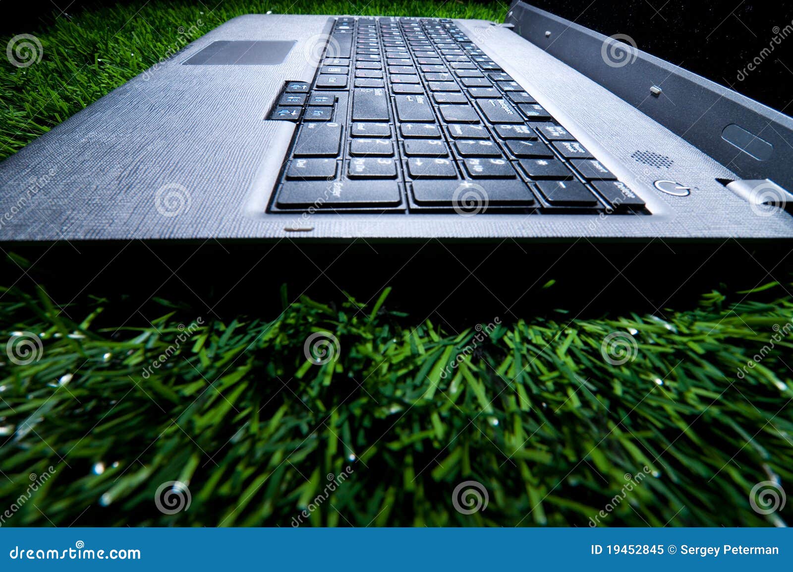 Laptop in grass stock image. Image of notebook, field - 19452845