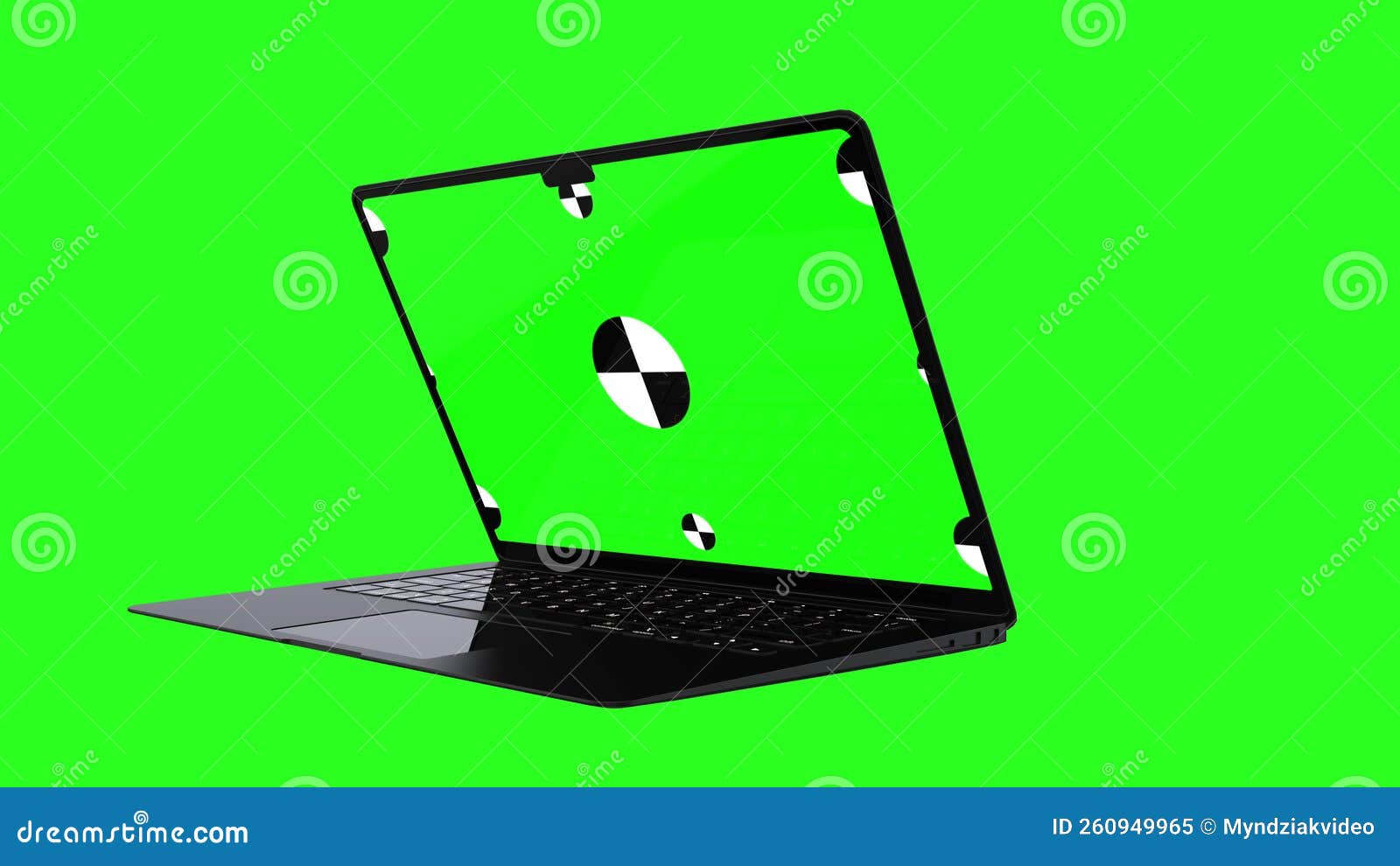 Laptop on a Green Background. Green Screen with Marks for Tracking ...