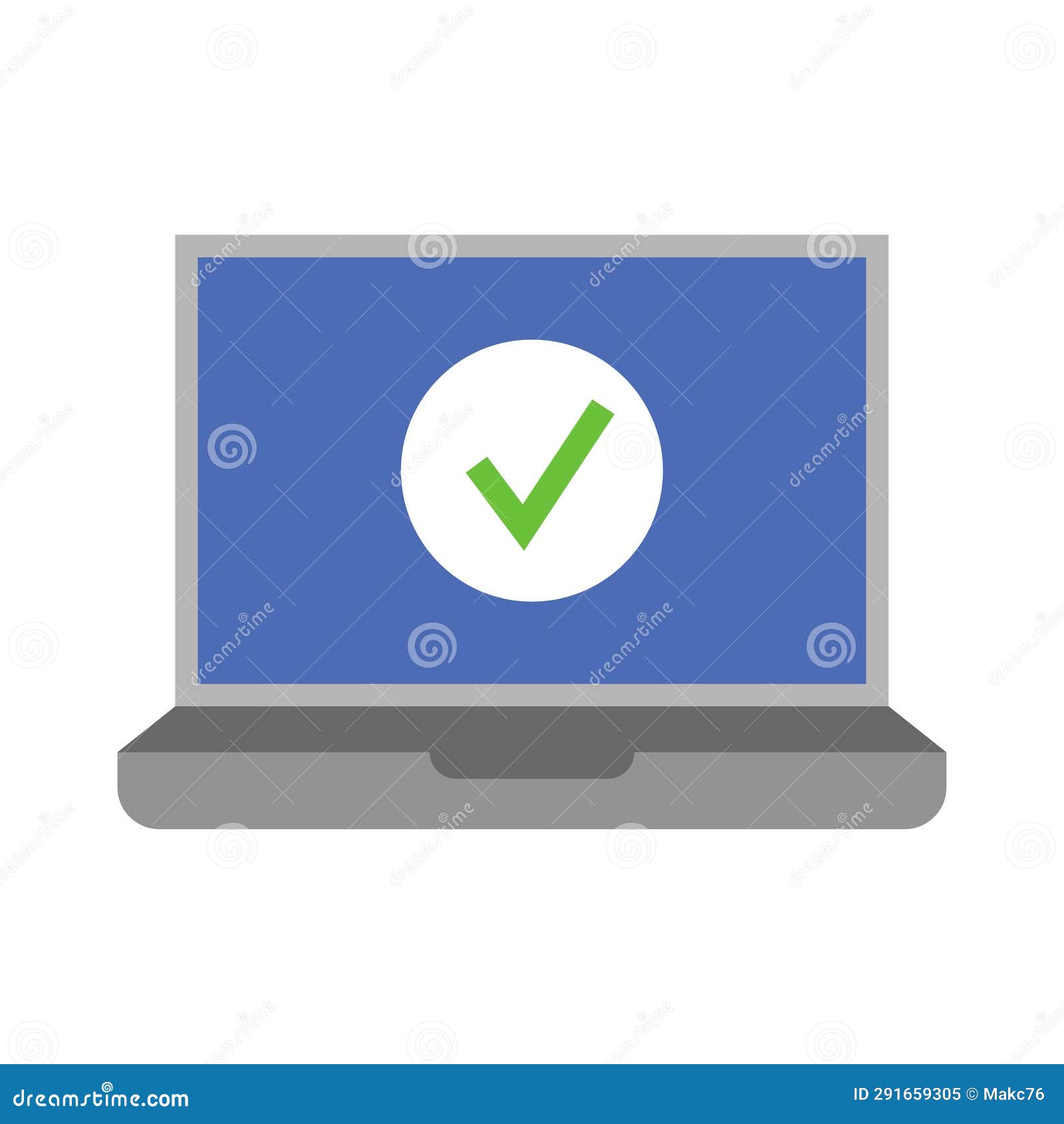 Laptop with Green Check Mark. Concept of Okay System Update Process or ...