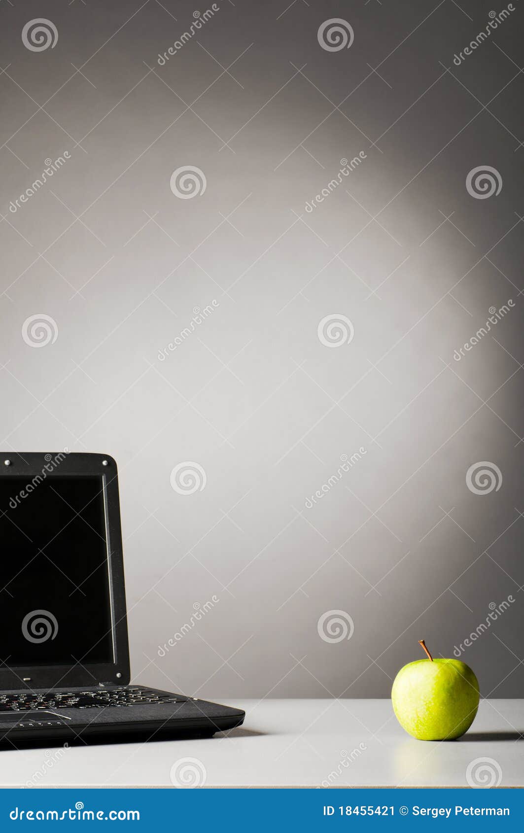 Laptop with Green Fresh Apple Stock Image - Image of internet, business ...