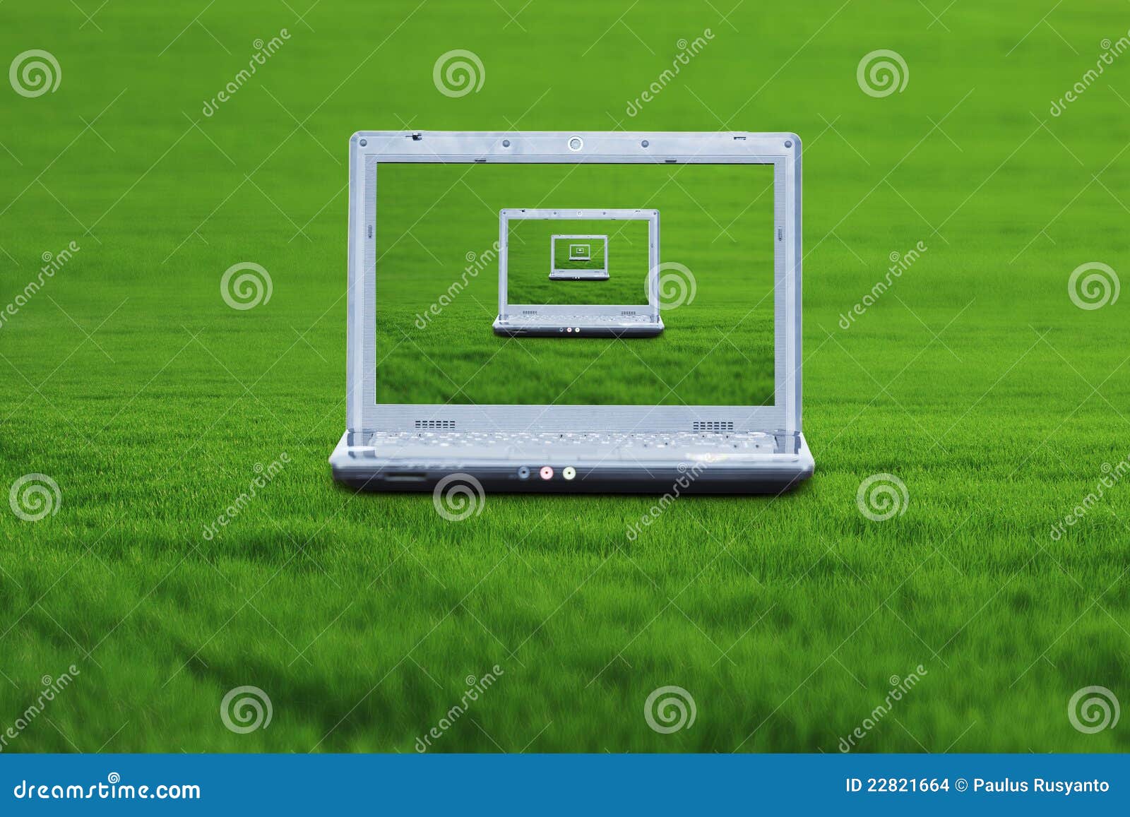 Laptop on green grass stock photo. Image of computing - 22821664