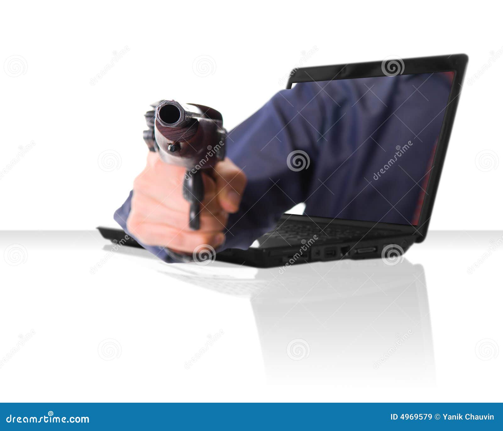 Laptop Gun stock image. Image of weapon, scam, internet - 4969579