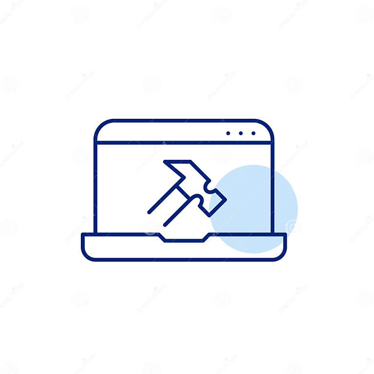 Laptop with Hammer on it. Software Development, and Computer Repair. Coding, Engineering ...