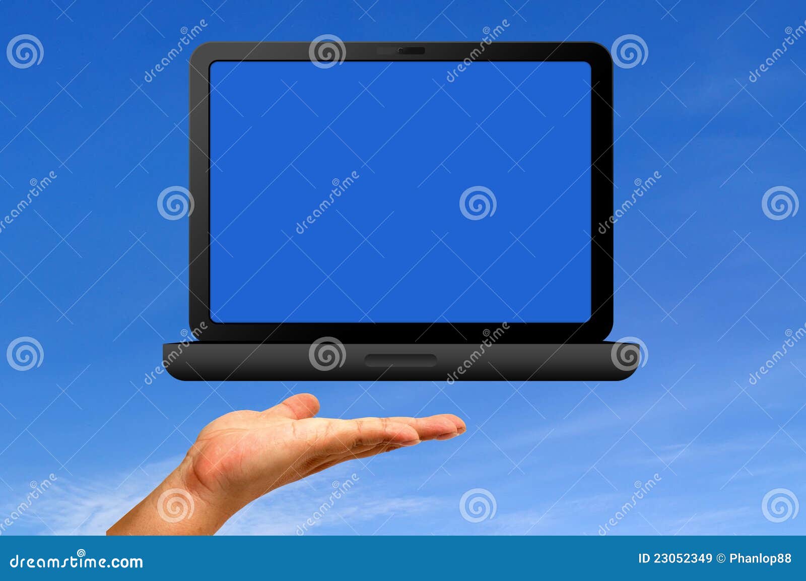 Laptop and hand stock image. Image of information, notebook - 23052349