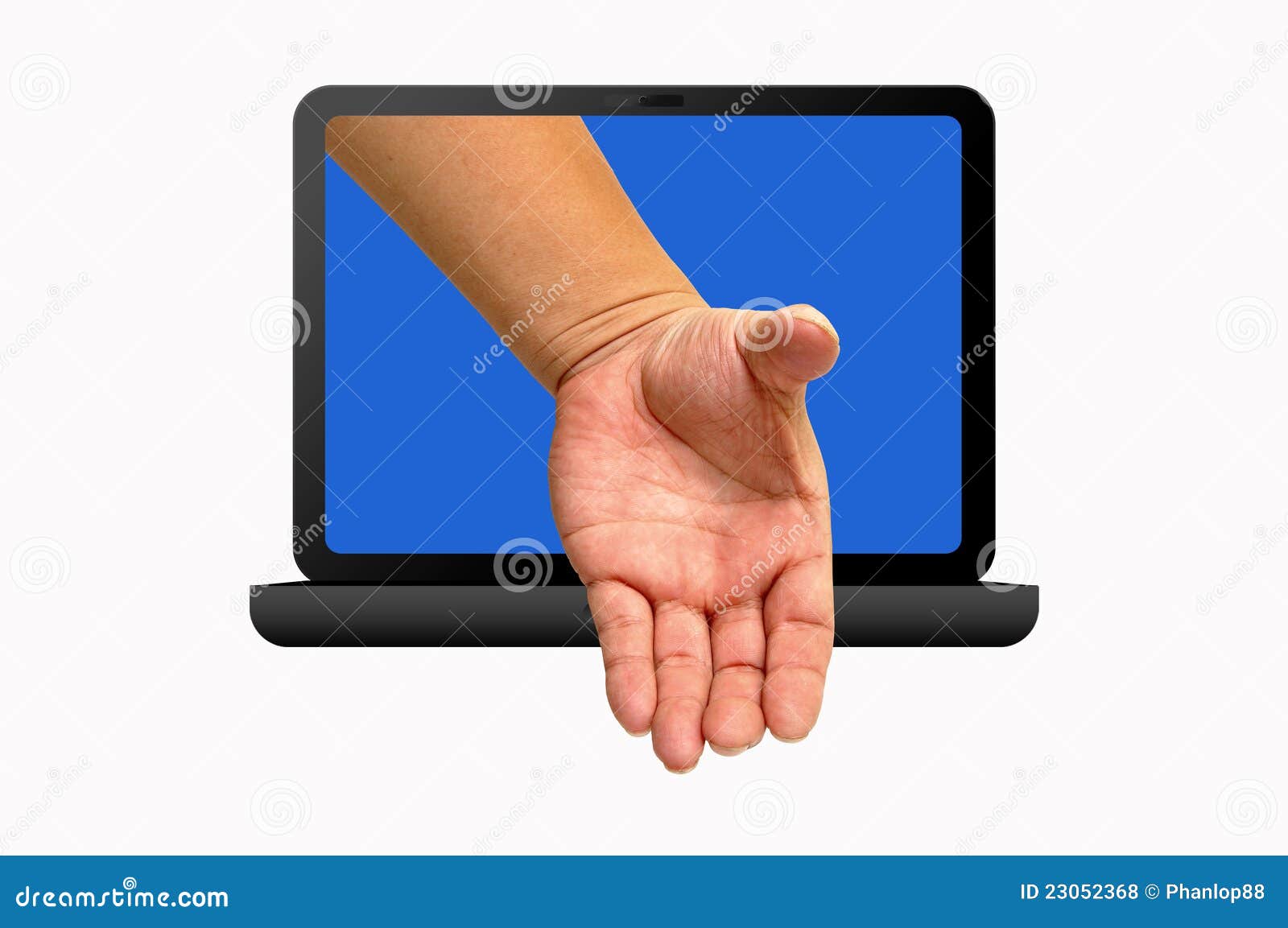 Laptop and hand stock photo. Image of person, information - 23052368