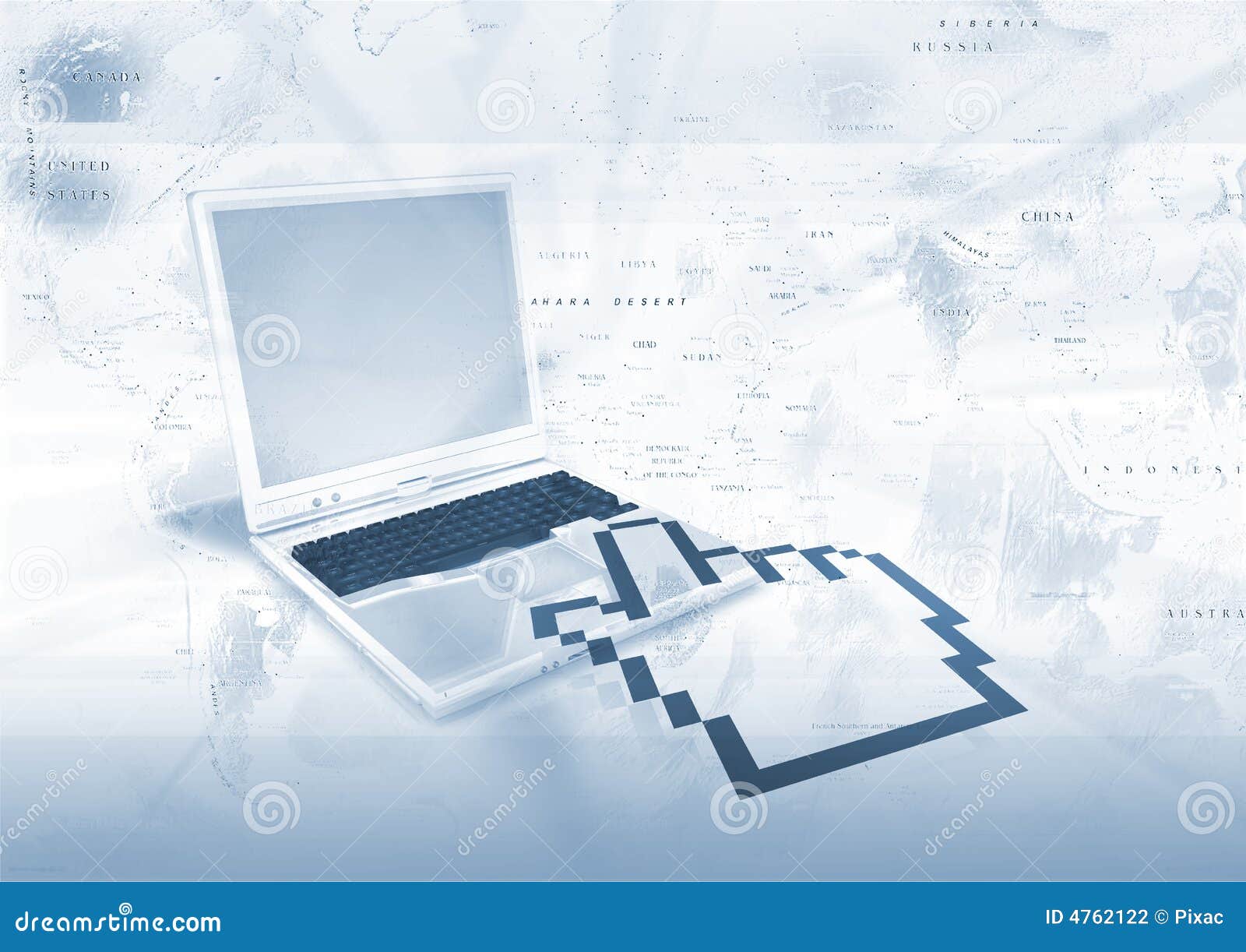 Laptop hand click stock illustration. Illustration of digital - 4762122