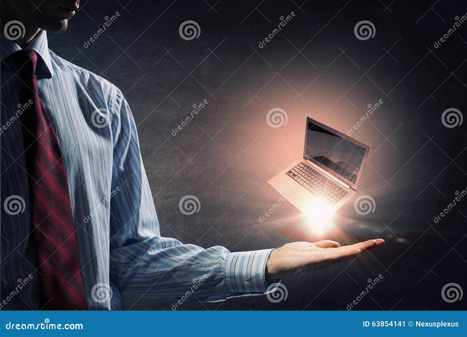 Laptop in hand stock image. Image of insurance, present - 63854141