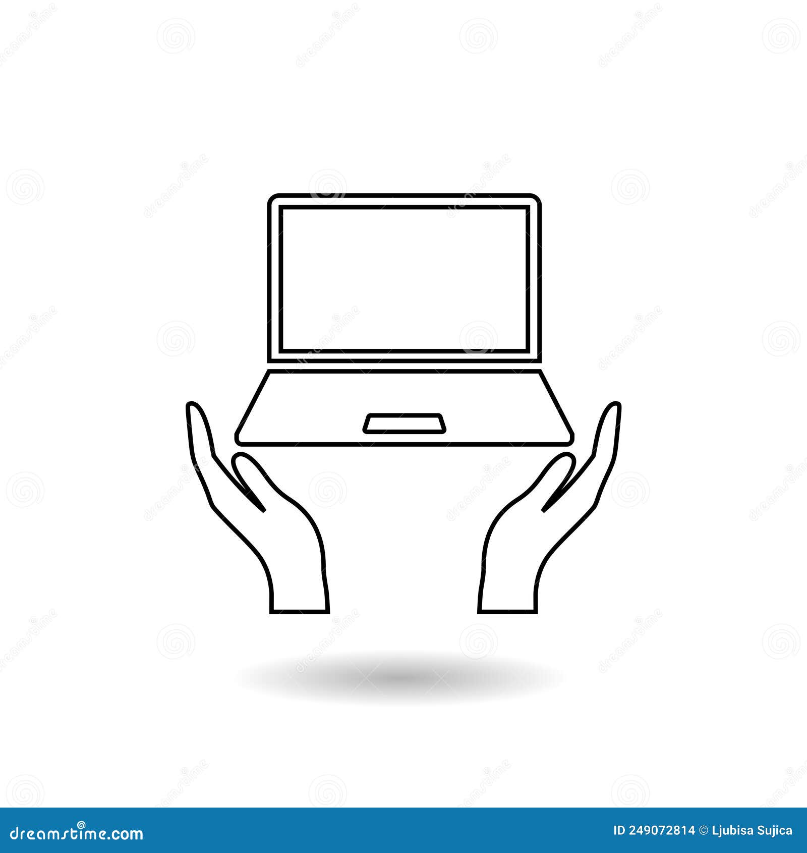Laptop with Hand Logo with Shadow Stock Vector - Illustration of ...