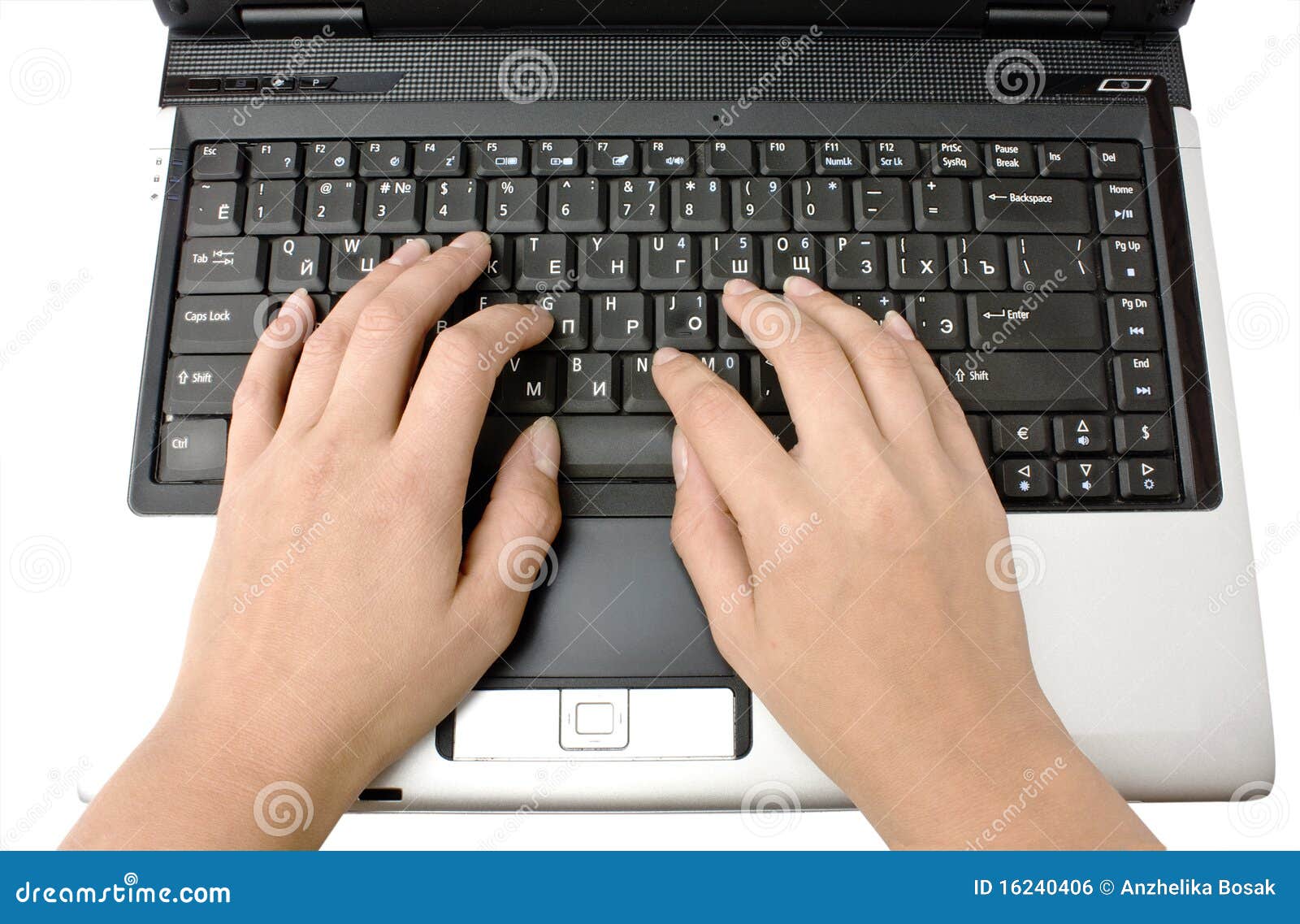 Laptop and hands stock photo. Image of device, white - 16240406