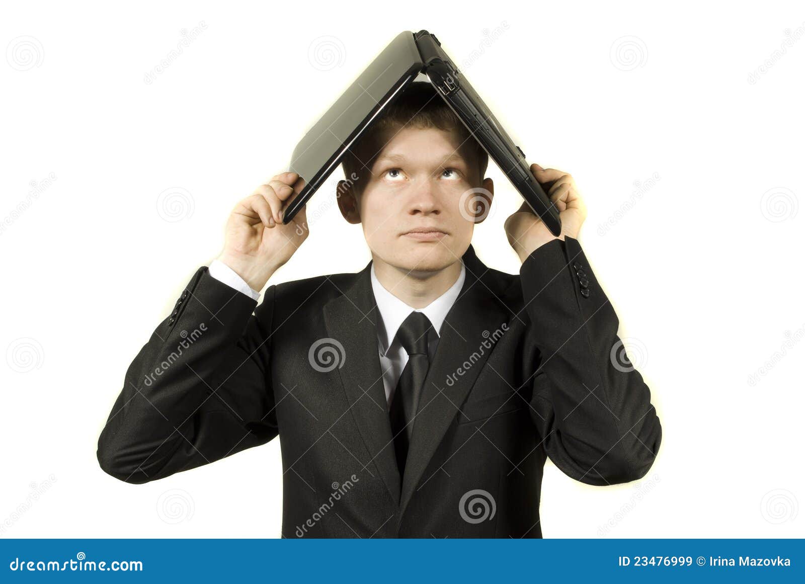 Laptop on the head stock image. Image of education, computer - 23476999