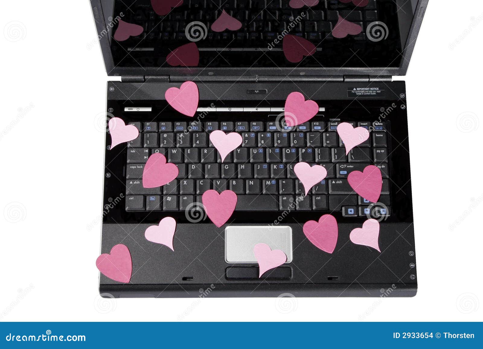 Laptop and Hearts stock photo. Image of emotional, pink - 2933654