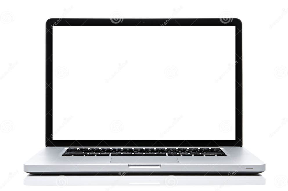 Laptop Het Computer Witte Scherm Op Geïsoleerd Wit Stock Afbeelding ...