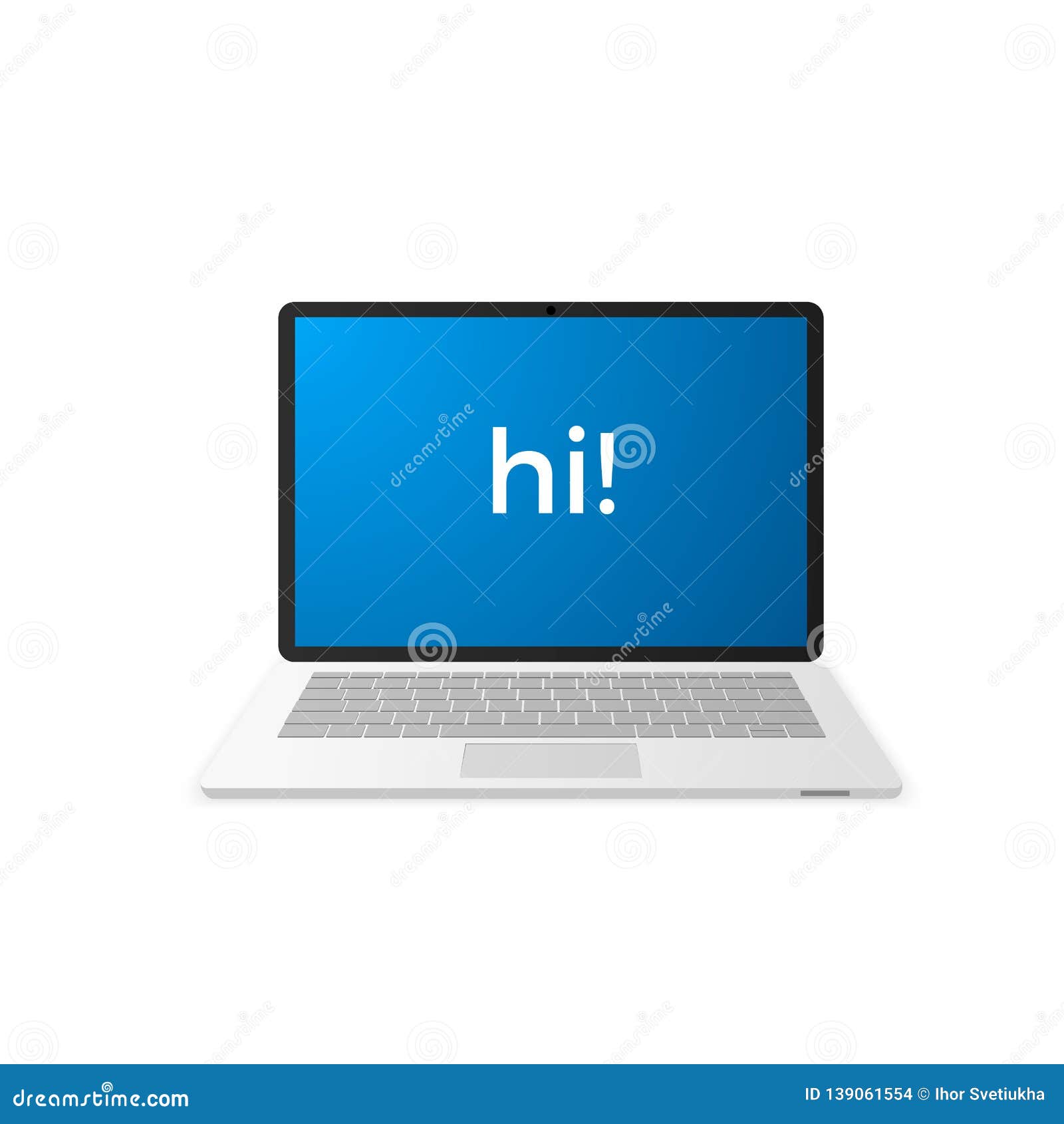 Laptop with Hi on Screen. Vector Illustration Stock Vector ...