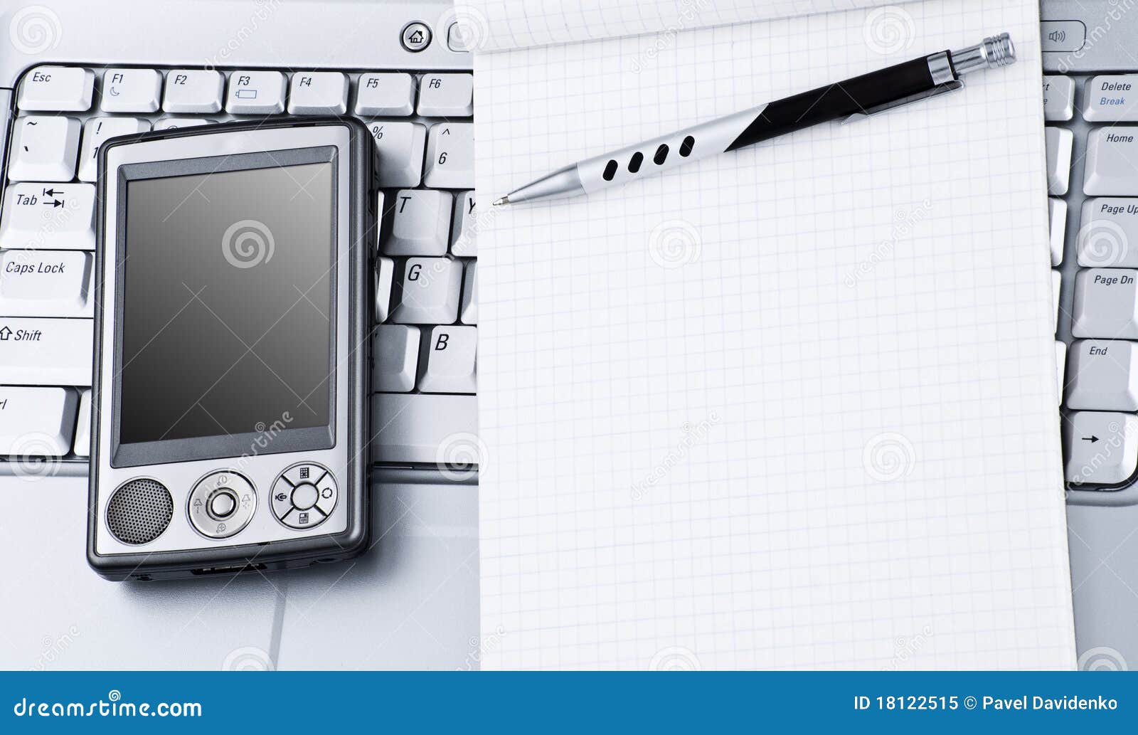 Laptop with Hi-Tech PDA and Notepad. Stock Image - Image of close ...