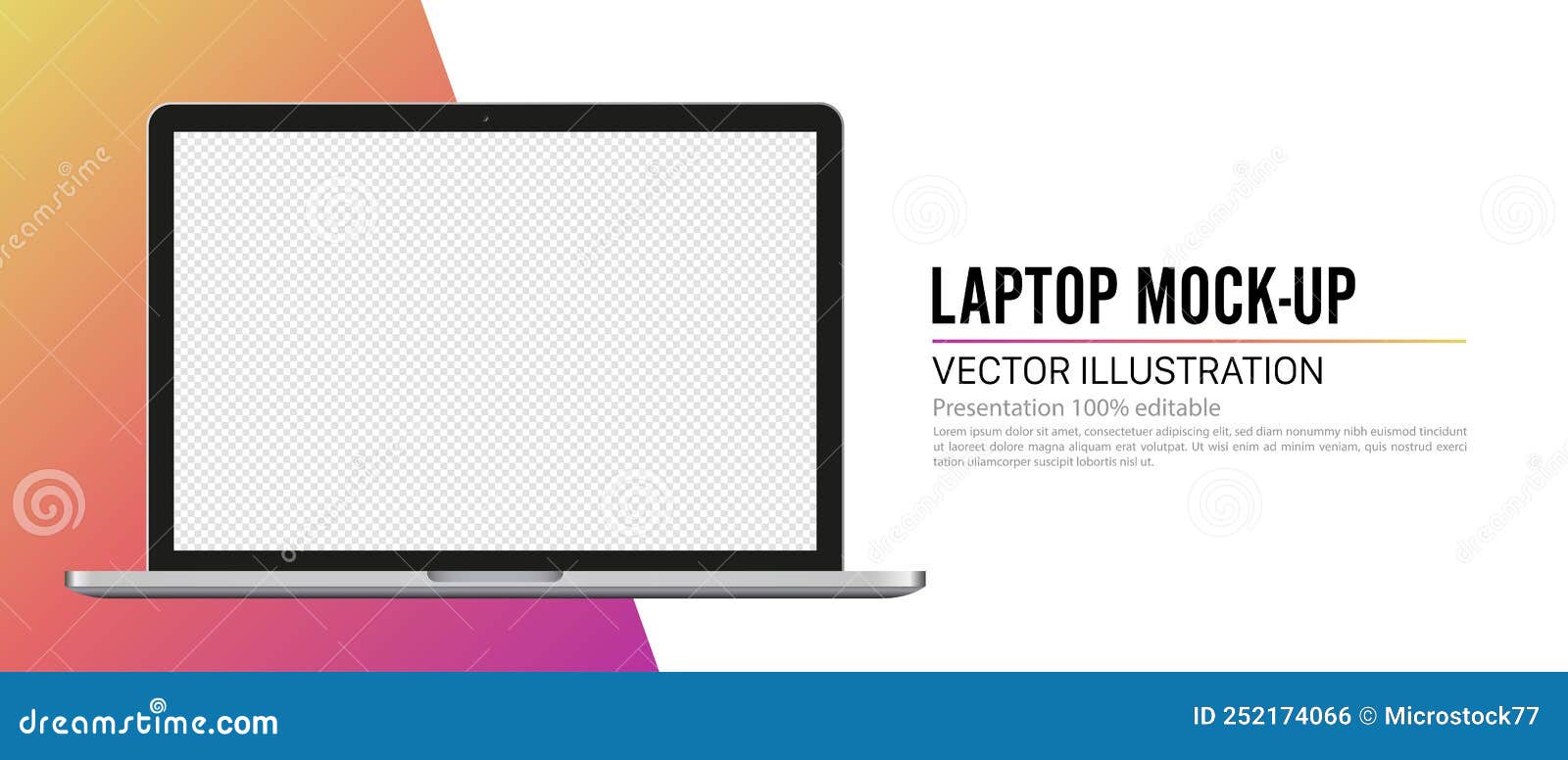 Laptop High Quality Mockup Presentation, Vector Illustration Stock ...