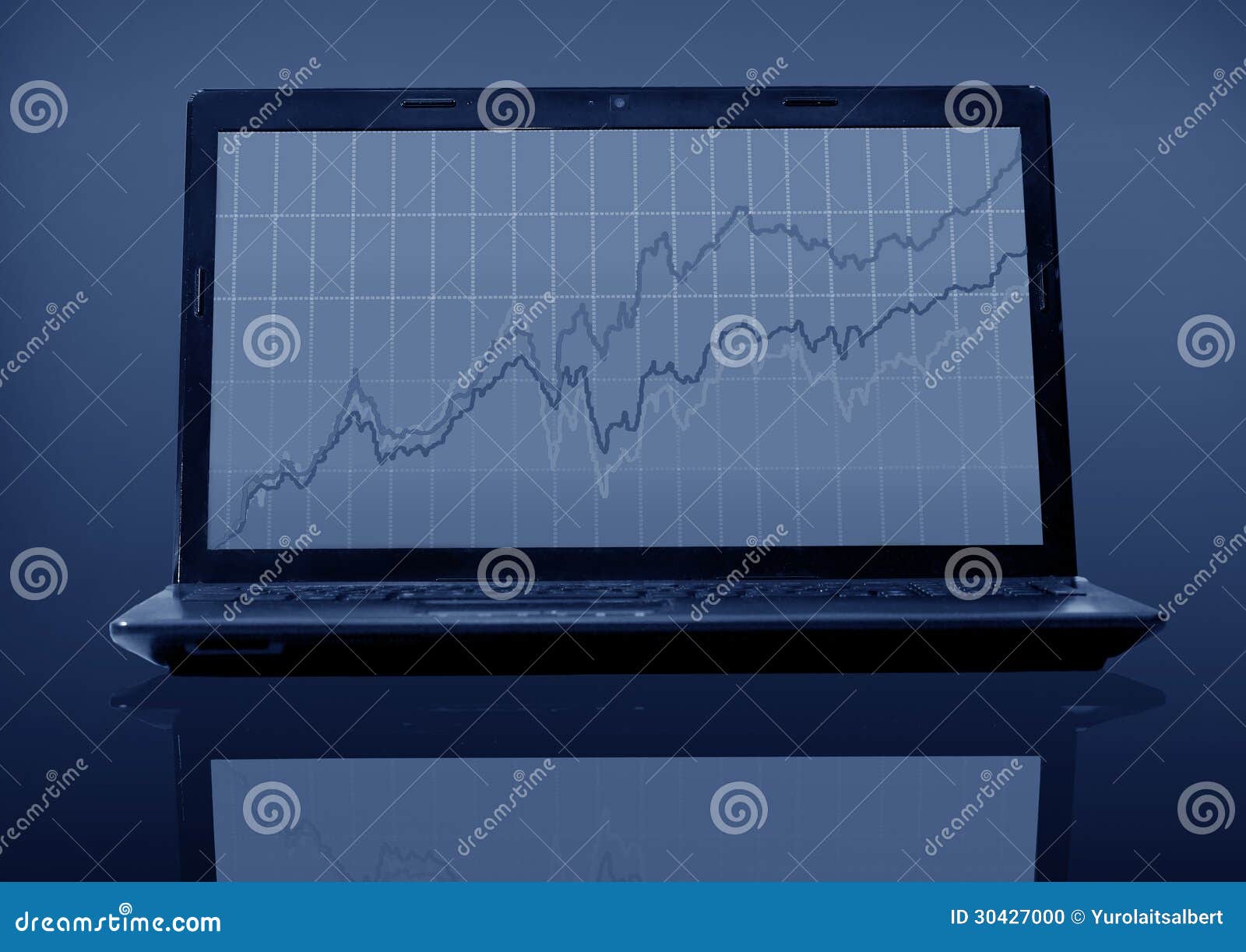 Laptop with higher graph stock illustration. Illustration of choose ...