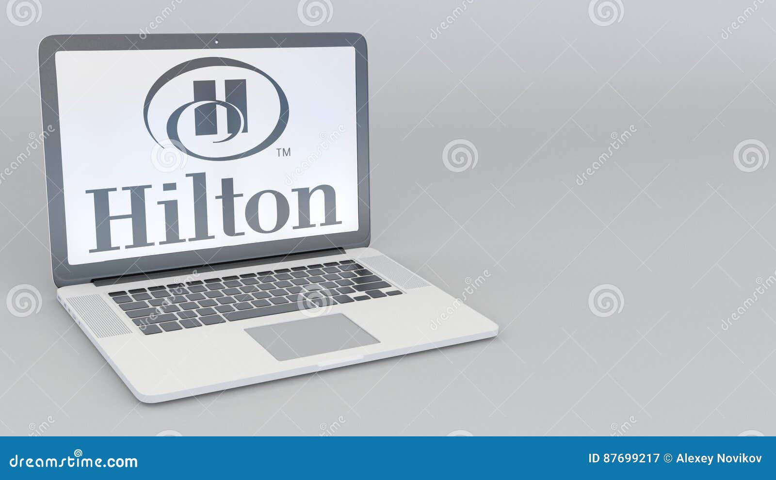 Laptop with Hilton Hotels Resorts Logo. Computer Technology Conceptual ...