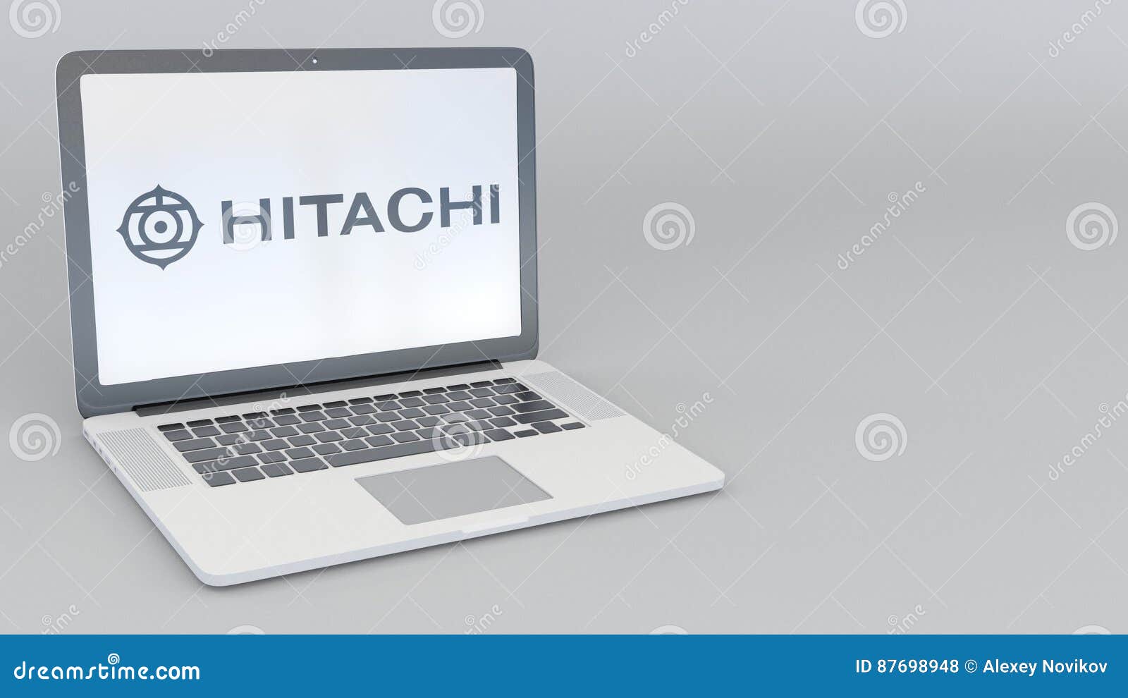 Laptop with Hitachi Logo. Computer Technology Conceptual Editorial 3D ...