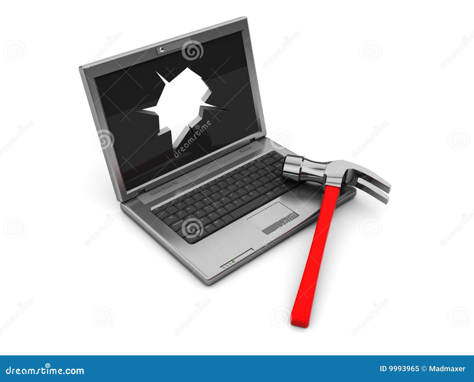 Laptop With Hole In Screen Royalty Free Stock Photo - Image: 9993965