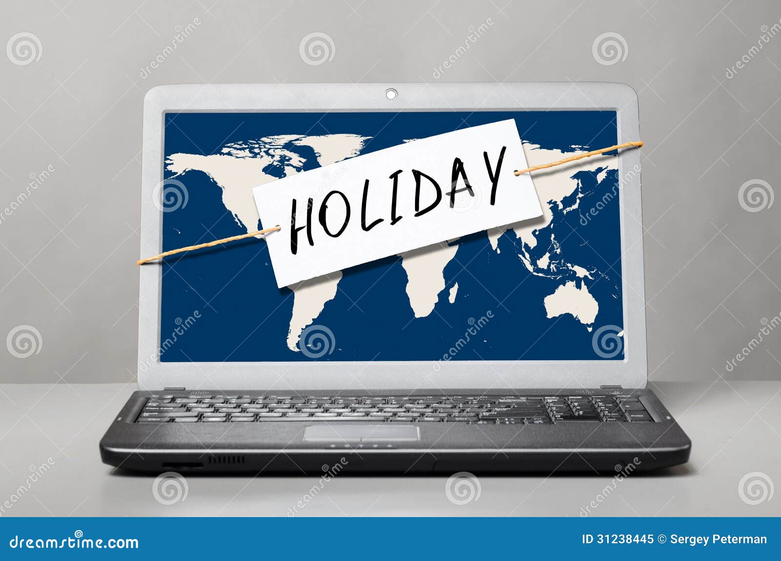 Laptop with holiday note stock image. Image of holiday - 31238445