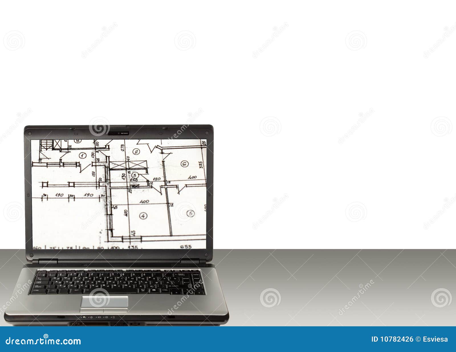 Laptop and home plan stock photo. Image of background - 10782426