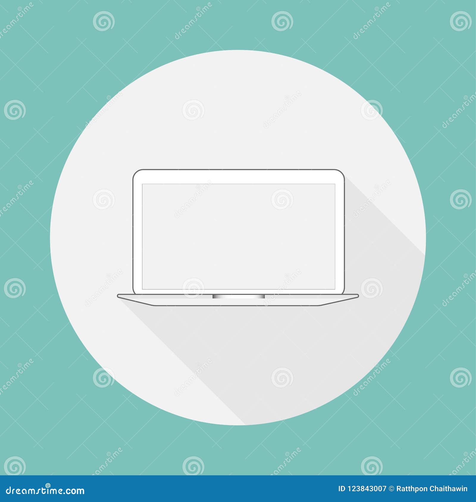 Laptop Icon in Circle with Shadow, Vector Stock Illustration ...