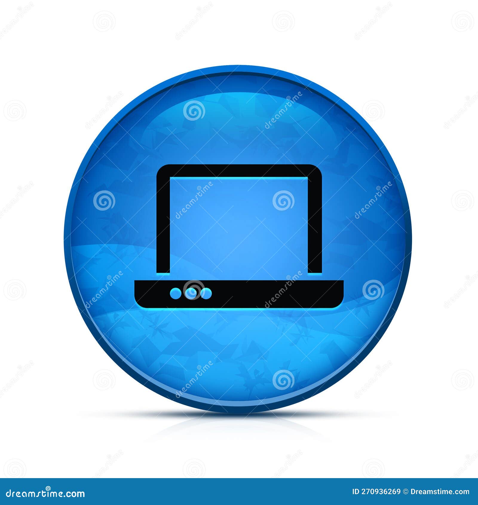 Laptop Icon on Classy Splash Blue Round Button Illustration Stock ...